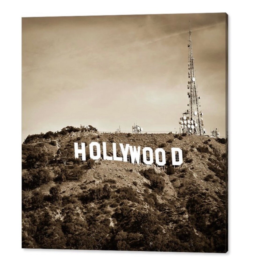 Hollywood California Sign, Los Angeles, Sepia Art, Square Print ...