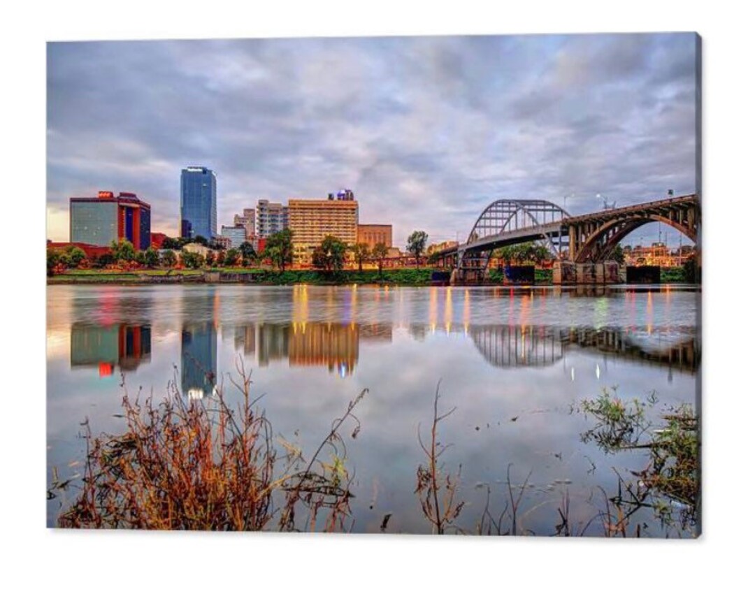 Little Rock Arkansas Skyline, River Reflection, Downtown Cityscape ...