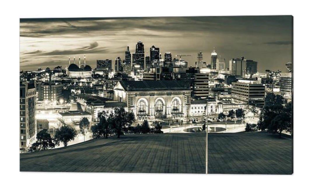 Kansas City Skyline Sepia Print: Union Station Panoramic Art - Etsy