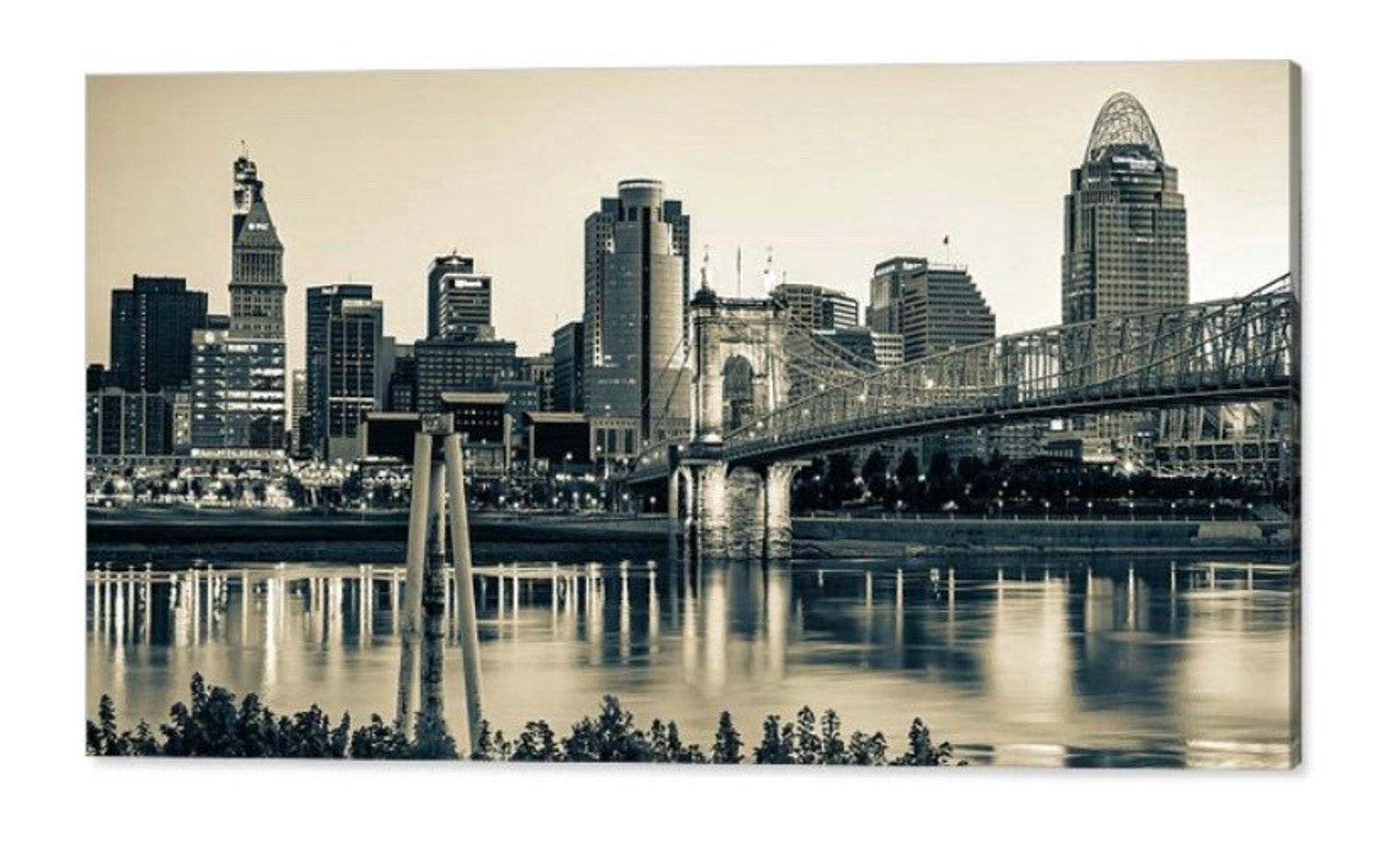Cincinnati Skyline Panorama Ohio River Art Cityscape - Etsy