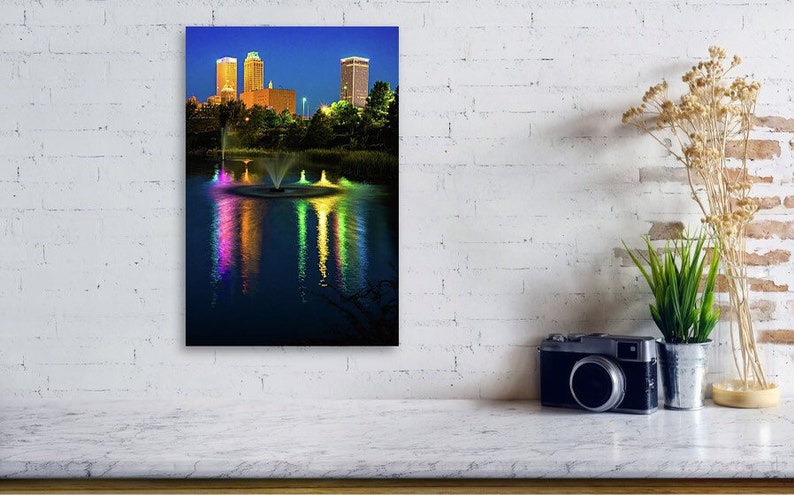 Tulsa Oklahoma Skyline Art Print: Veterans Park Lake Nightscape - Etsy