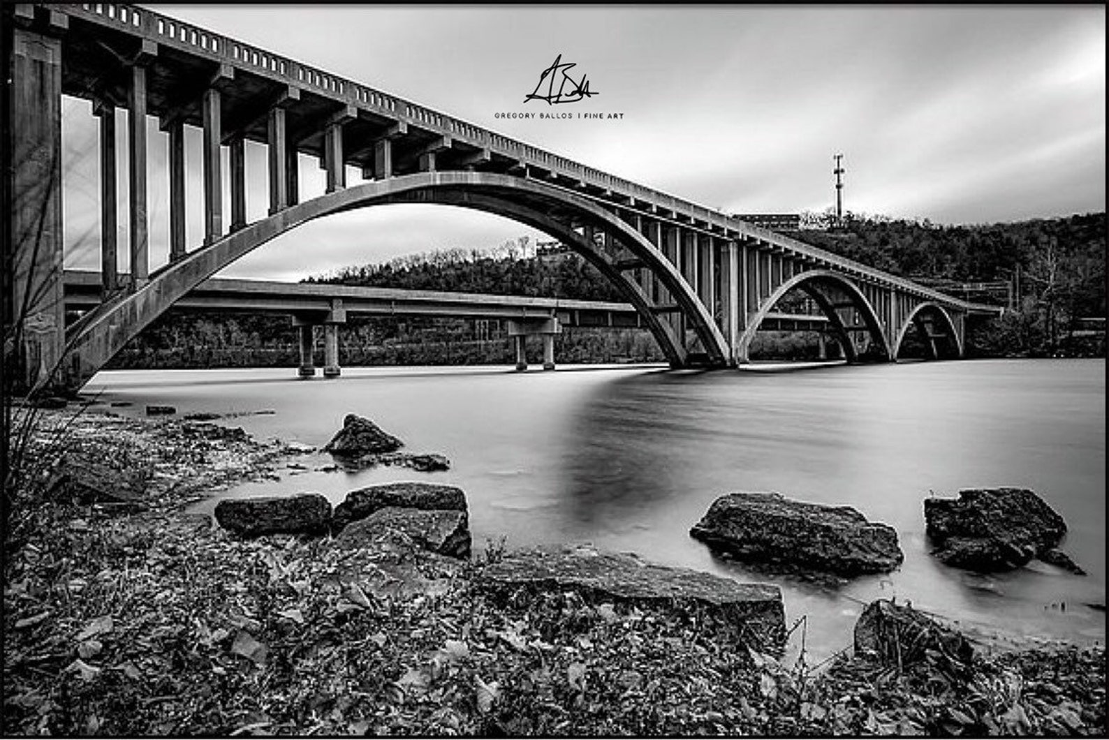 Lake Taneycomo Bridge Branson Missouri Landscape Black and | Etsy