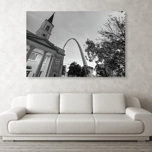 Saint Louis Skyline Wall Art Print - Monochrome - Black and White - St ...