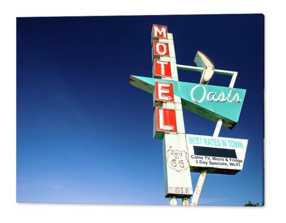 Tulsa Oklahoma Route 66 Neon Neon Sign Print Oasis Motel - Etsy
