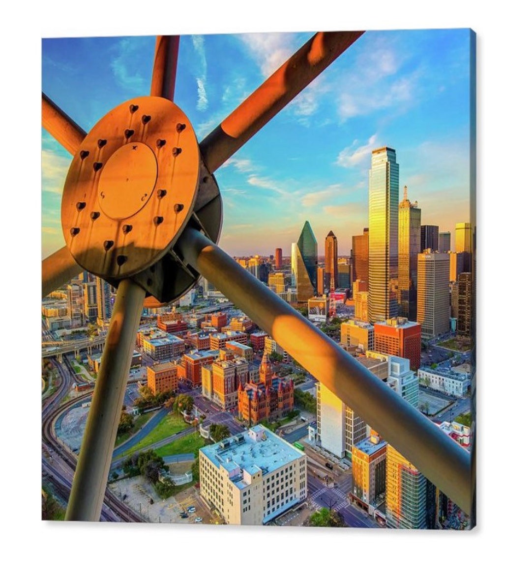 Dallas Texas Skyline, Dallas Square Print, Dallas Sunset, Reunion Tower ...