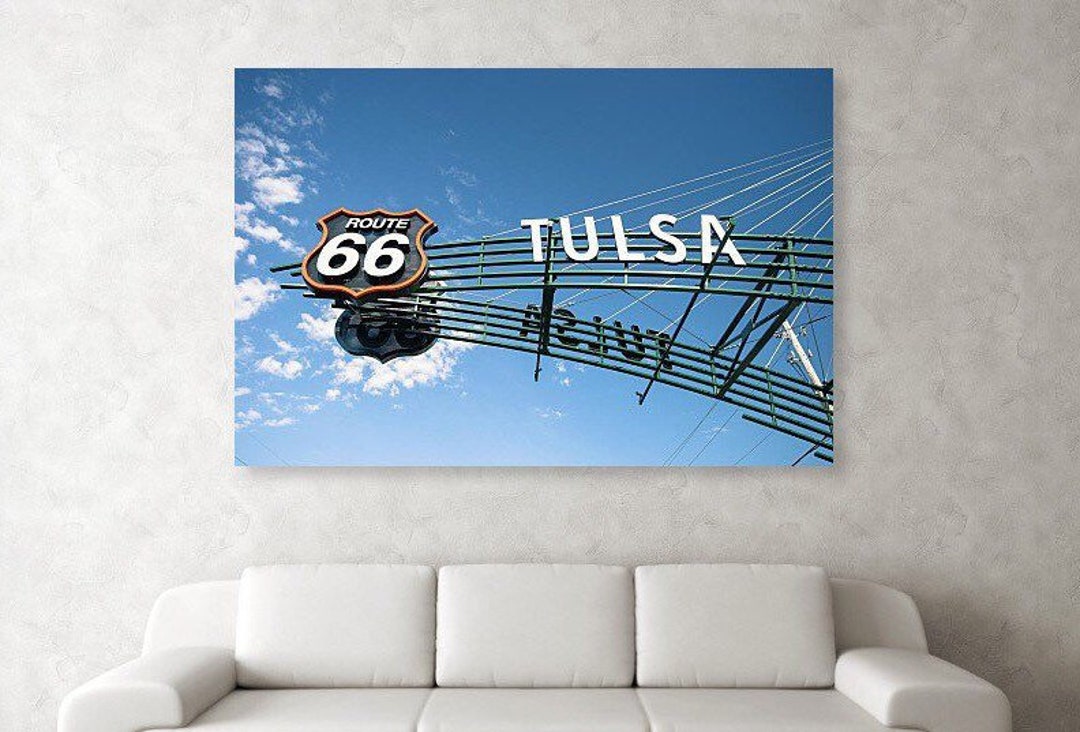 Tulsa Route 66 Wall Art, Oklahoma Route 66 Print, Tulsa 66 Neon Sign ...