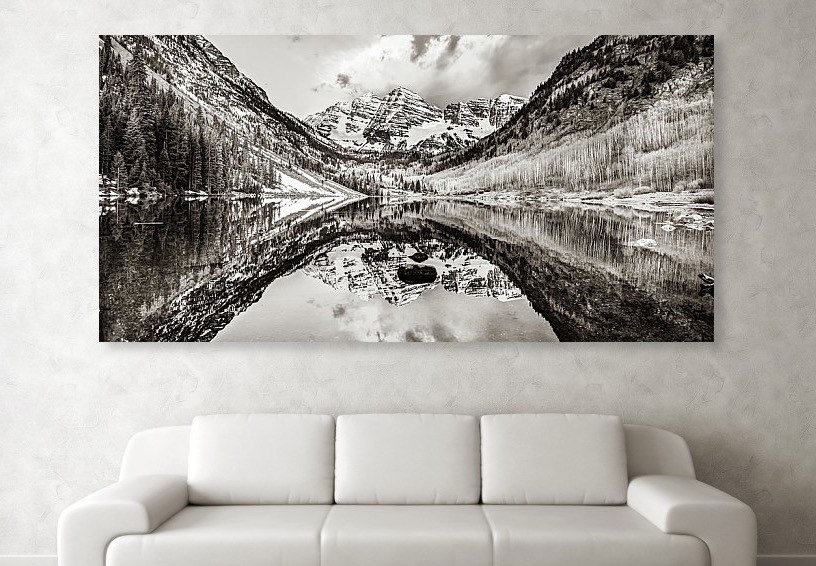 Maroon Bells Print Aspen Colorado Art Sepia Landscape | Etsy