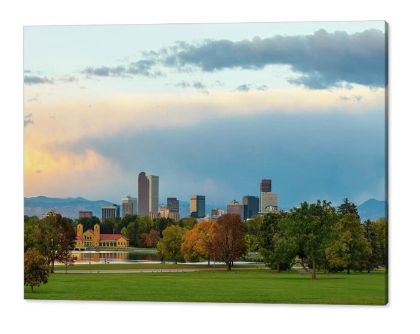 Denver Skyline Colorado Autumn City Park Landscape Art | Etsy
