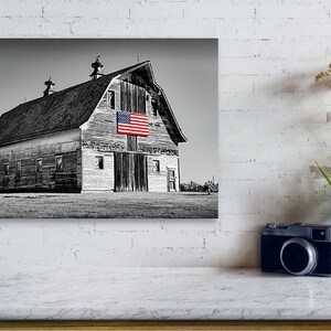 Vintage Barn, American Flag, Red White Blue, Rustic, Farmhouse, Rural ...
