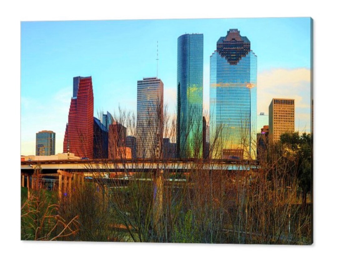 Houston Skyline Art Print: Sabine Street Bridge, Texas Cityscape - Etsy