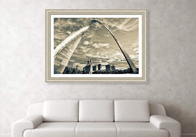 Saint Louis Print Gateway Arch Sepia Art St Louis Skyline | Etsy