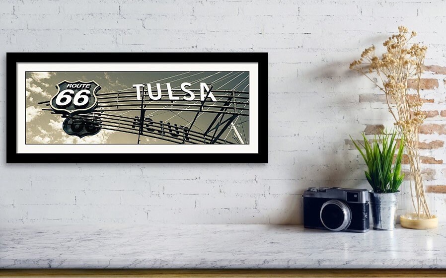 Tulsa Panorama Route 66 Neon Sign Tulsa Oklahoma Sepia | Etsy