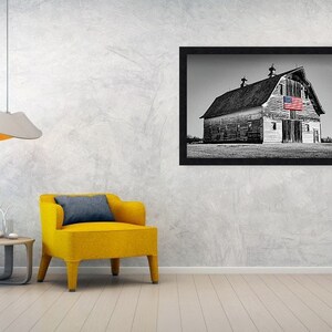 Vintage Barn, American Flag, Red White Blue, Rustic, Farmhouse, Rural ...