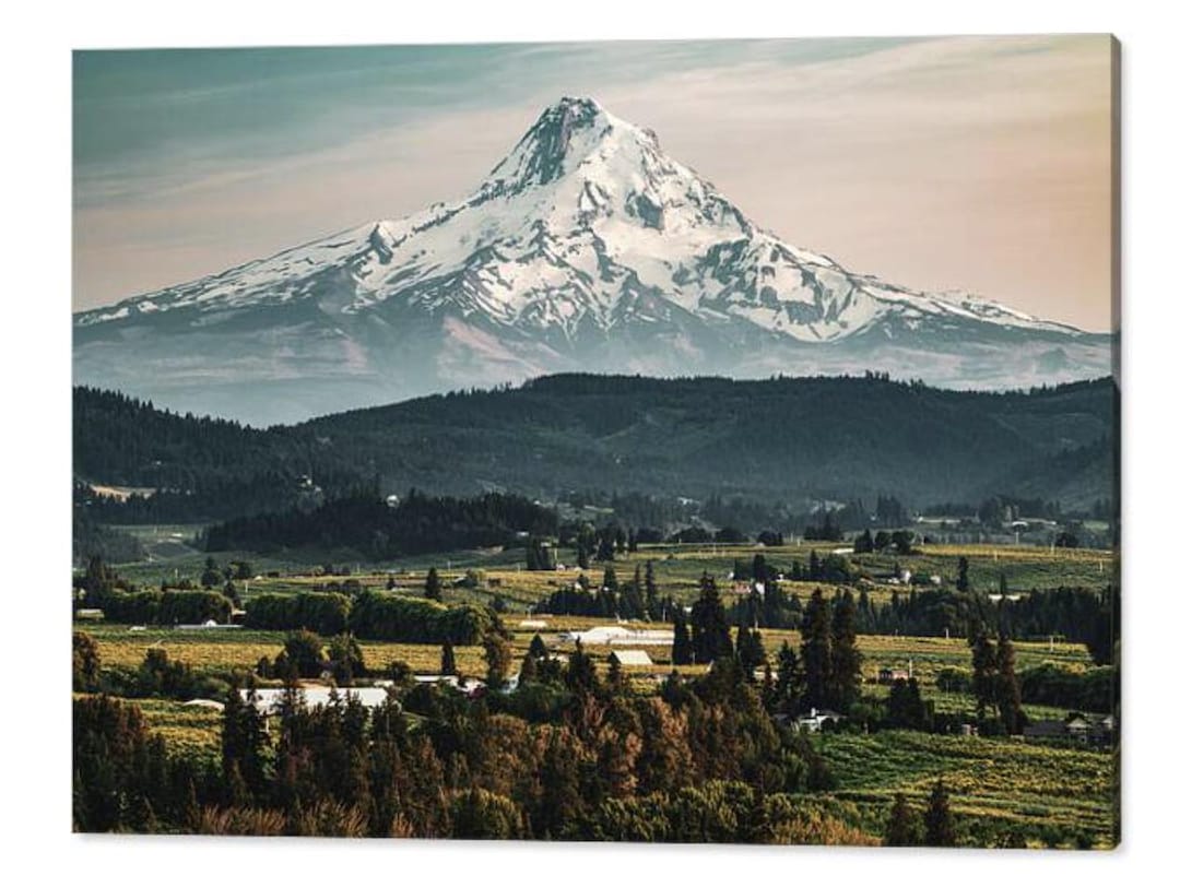 Mount Hood Valley Landscape Print: Oregon Vineyards and Orchards View ...