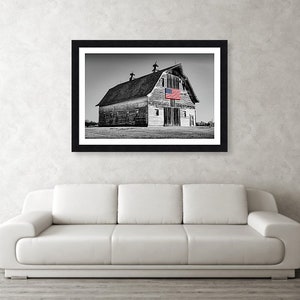 Vintage Barn, American Flag, Red White Blue, Rustic, Farmhouse, Rural ...