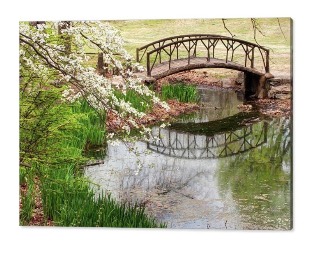 Tulsa Woodward Park, Wooden Footbridge, Bridge Over Pond, Landscape ...