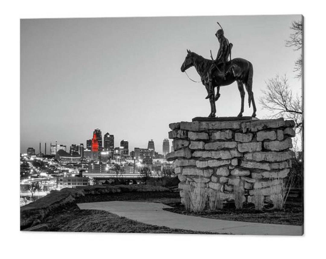 Kansas City Scout Statue Print: Selective Color Skyline Art - Etsy