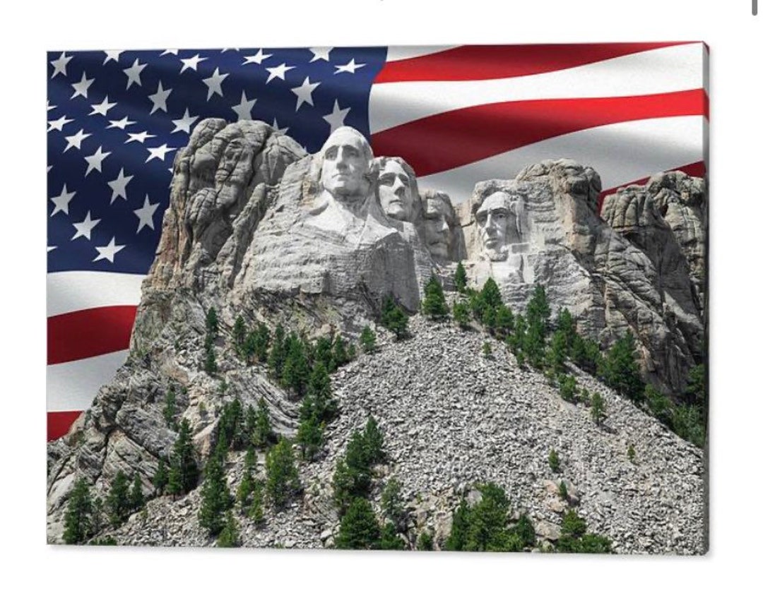 Mount Rushmore Art Print: American Flag Oil Paint Rendering - Etsy