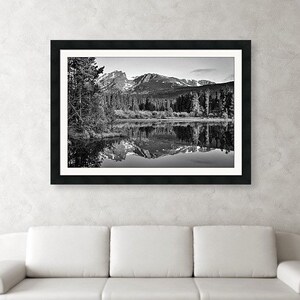Rocky Mountain Artwork, Mountain Landscape Print, Monochrome Art, Black ...