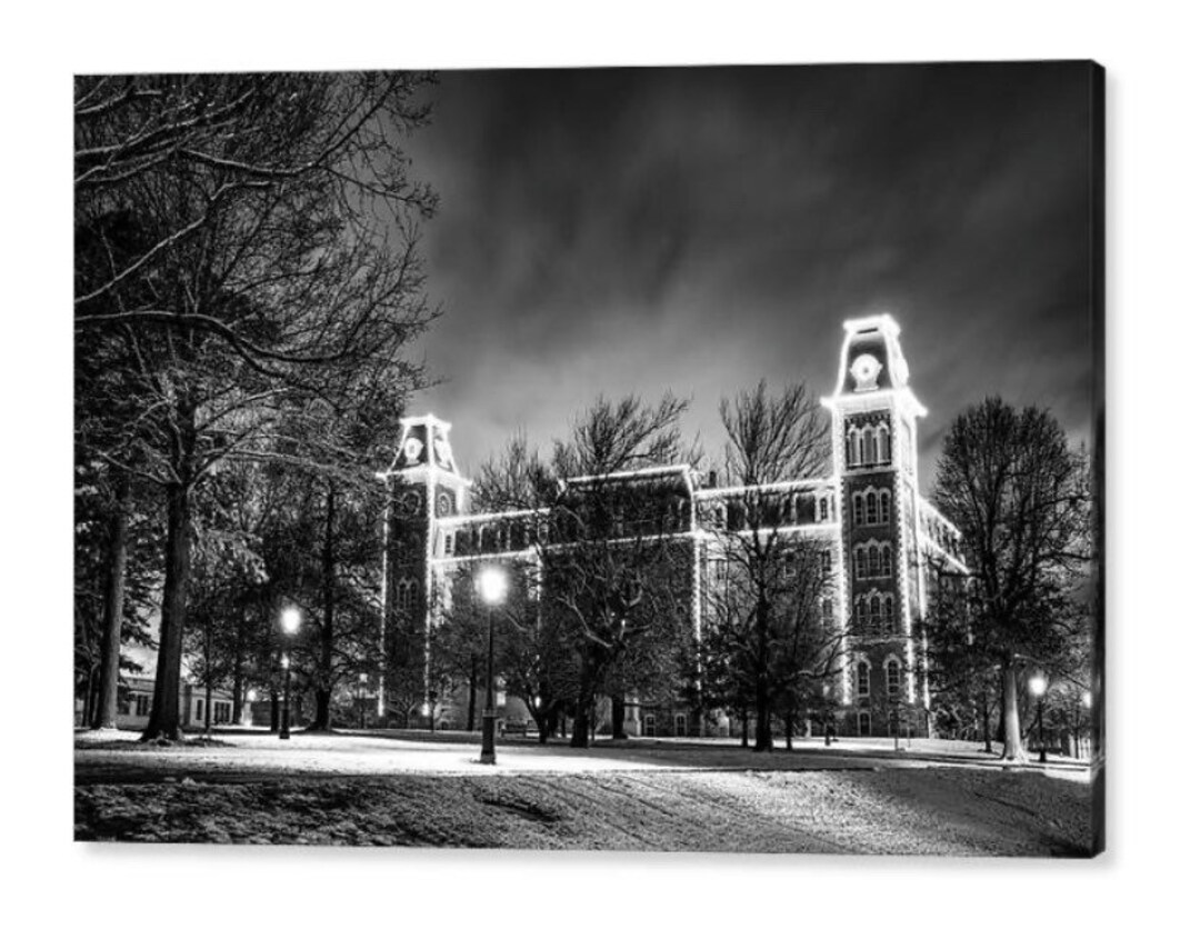 Arkansas Landmarks, Historic Old Main, Black and White, Monochrome Wall ...