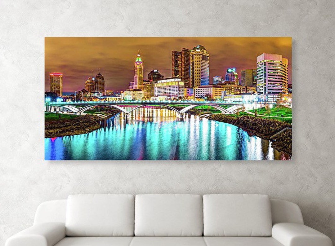 Columbus Skyline Panoramic, Ohio Print, Cityscape Artwork, Columbus ...