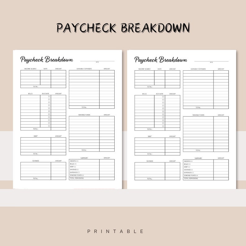 Paycheck Budget | Paycheck Budget Template | Paycheck Budget Planner ...