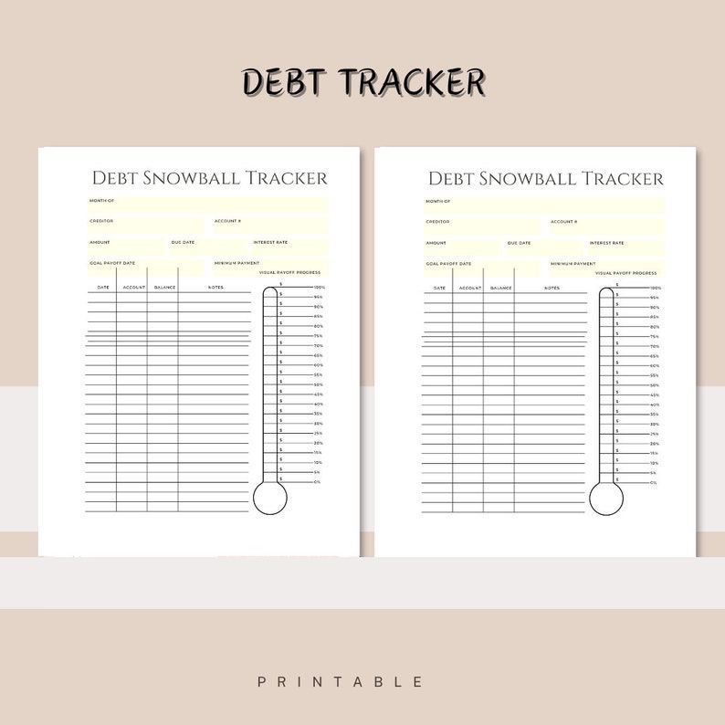 Debt Snowball Tracker: Financial Planner, Debt Payoff Log (PDF) - Etsy