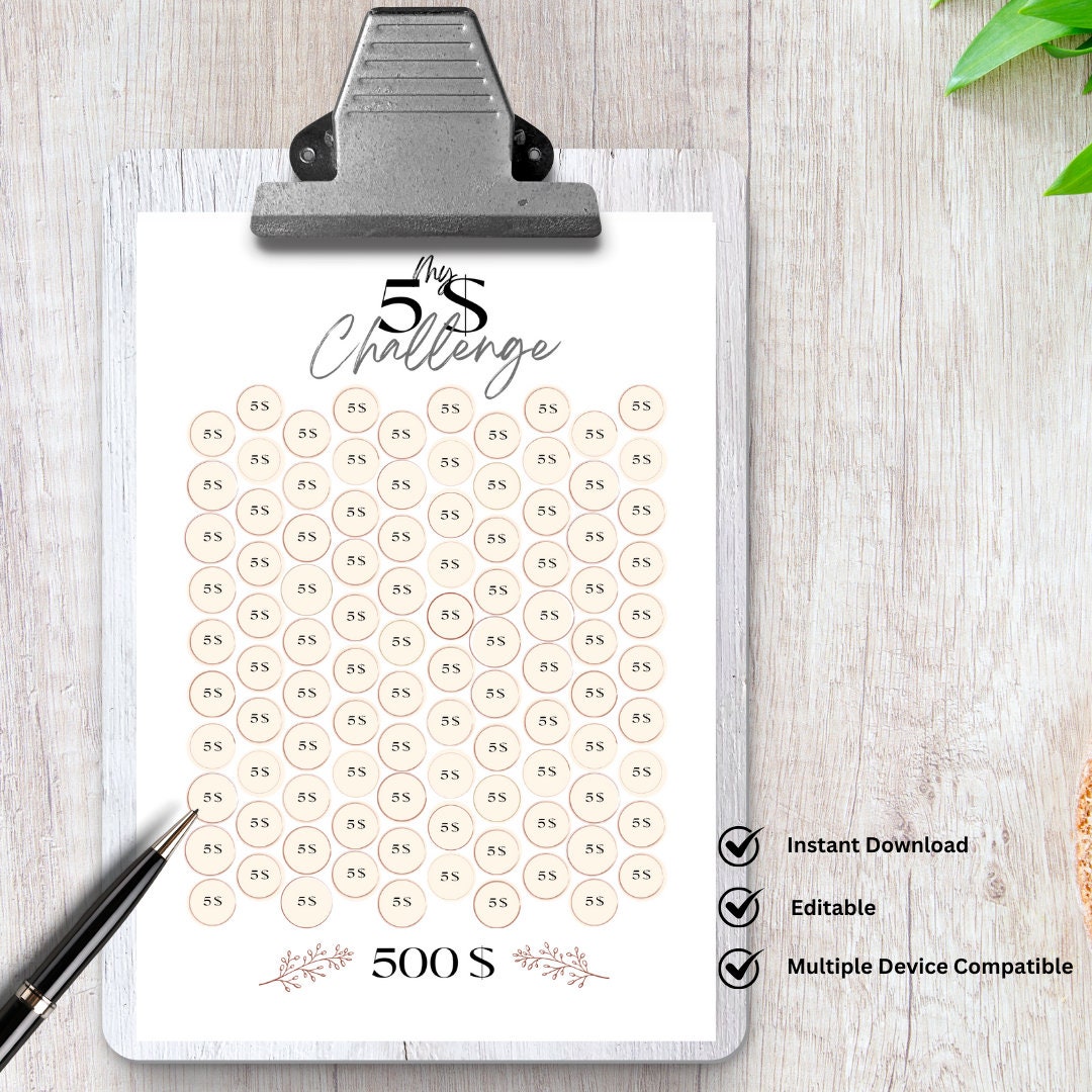 Minimalist 500 Dollar Savings Challenge, Money Savings Trackers ...