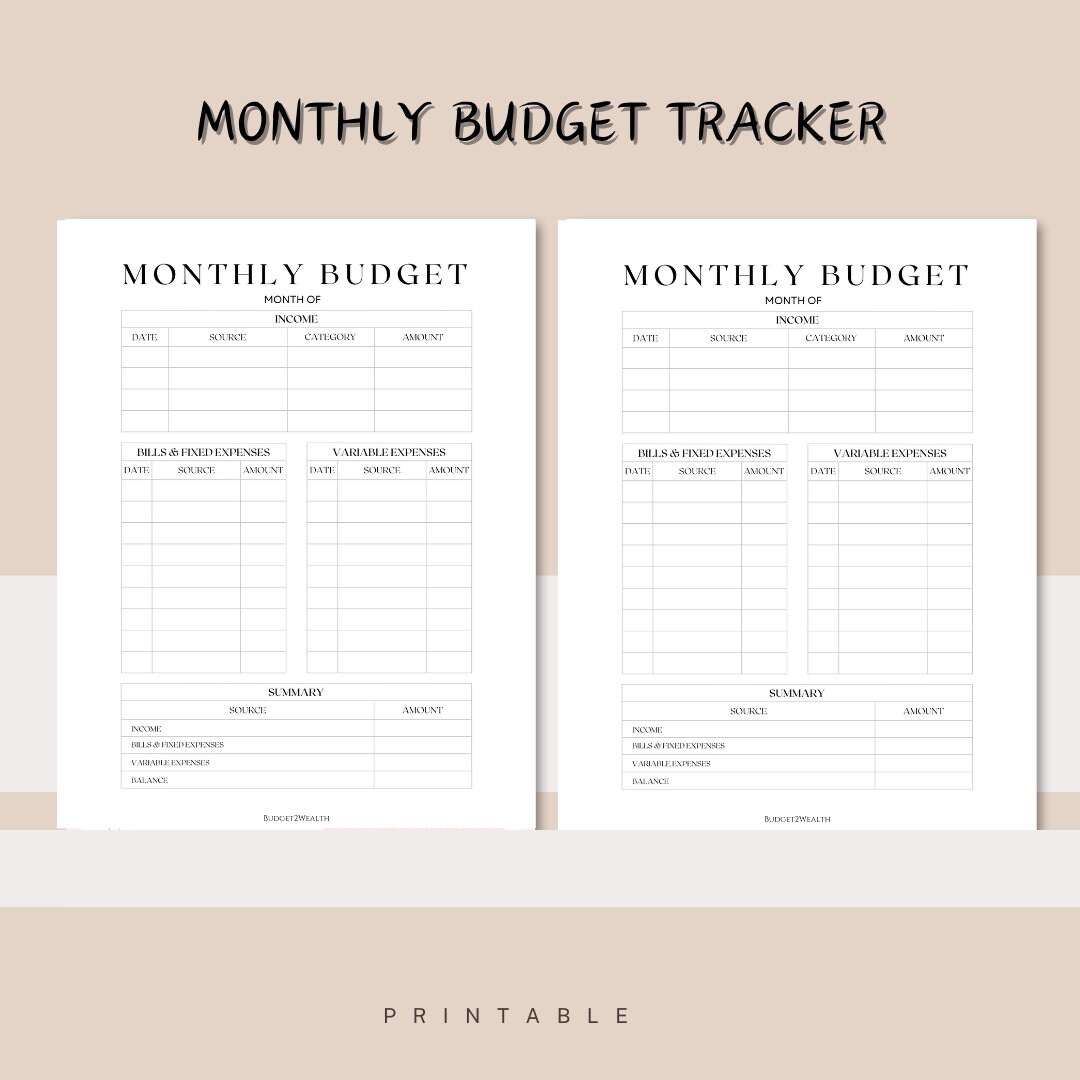 Monthly Budget Planner: Finance Tracker (digital Download) - Etsy