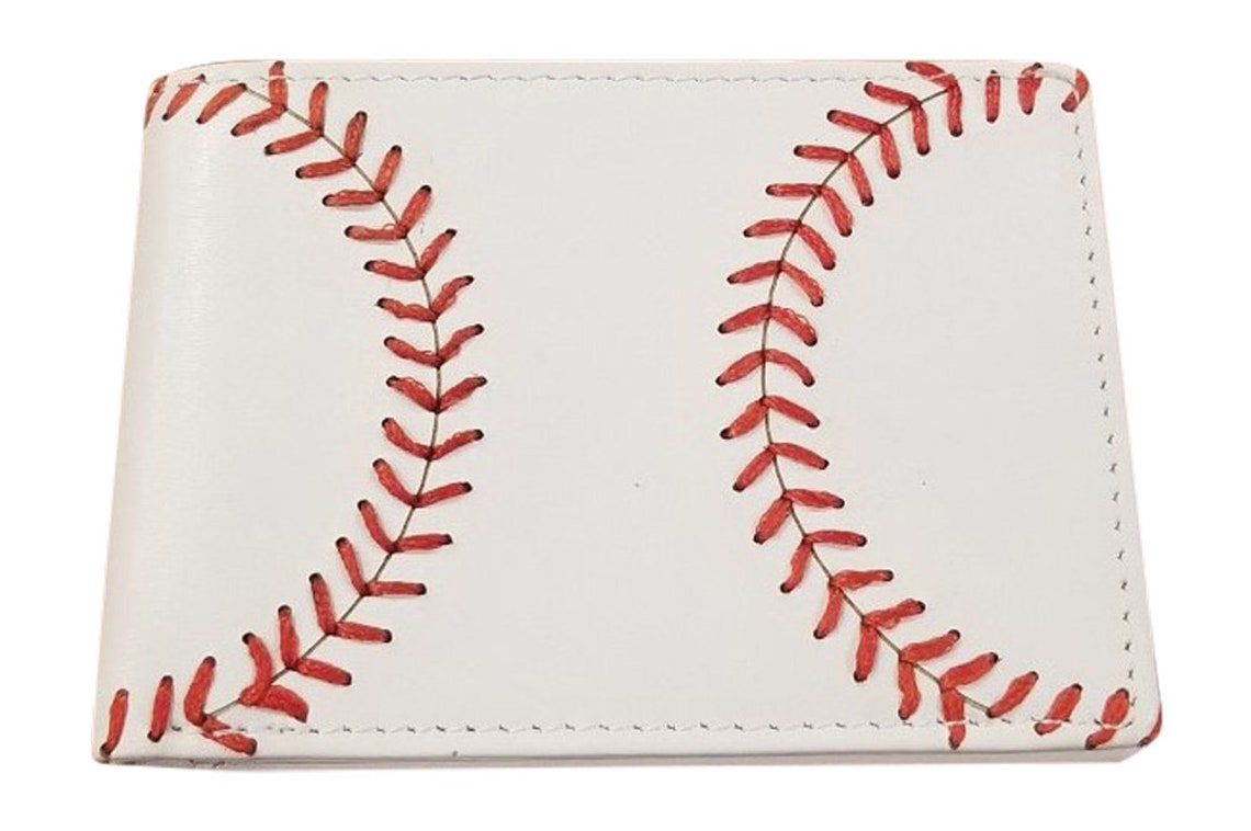 Youth White Leather Baseball Seam Wallet | Etsy