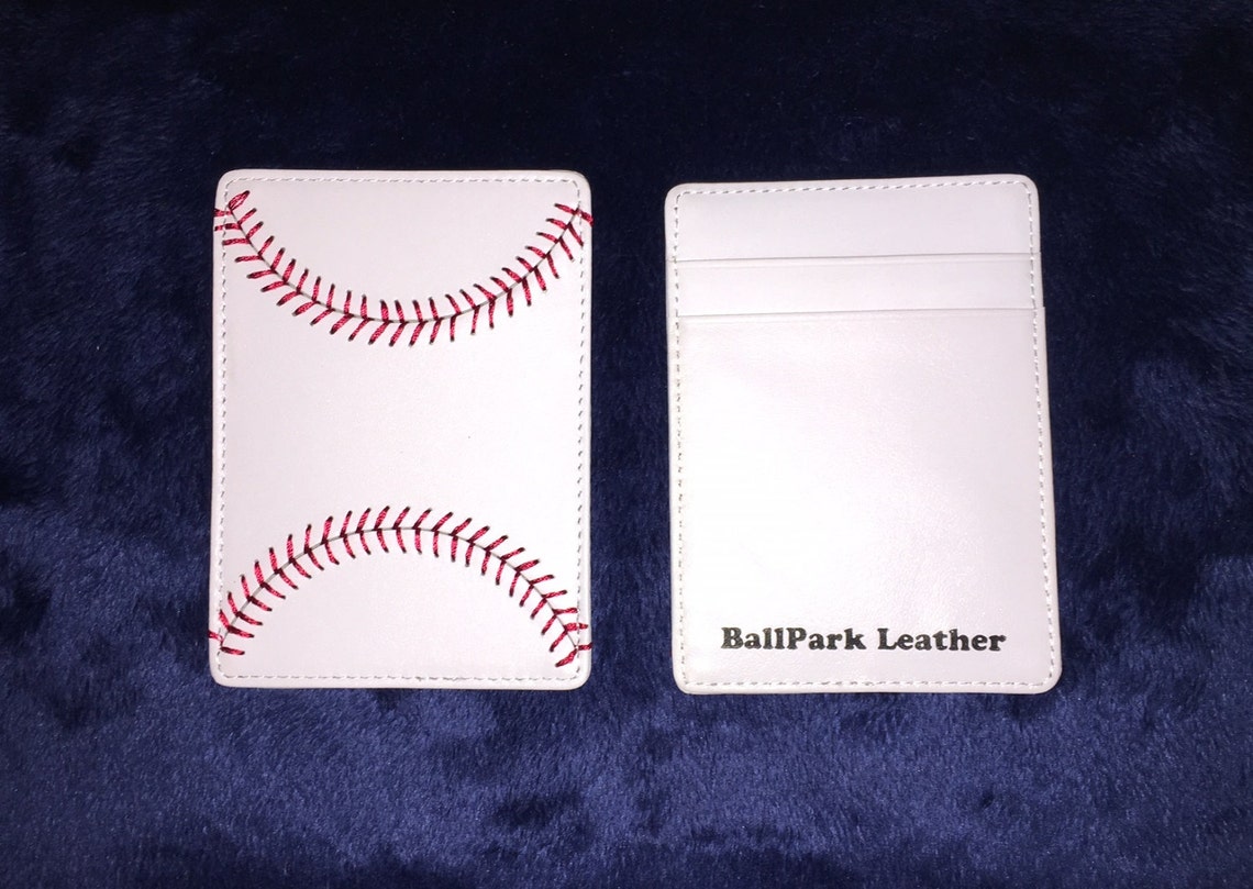 Leather Baseball Seam Front Pocket Wallet - Etsy