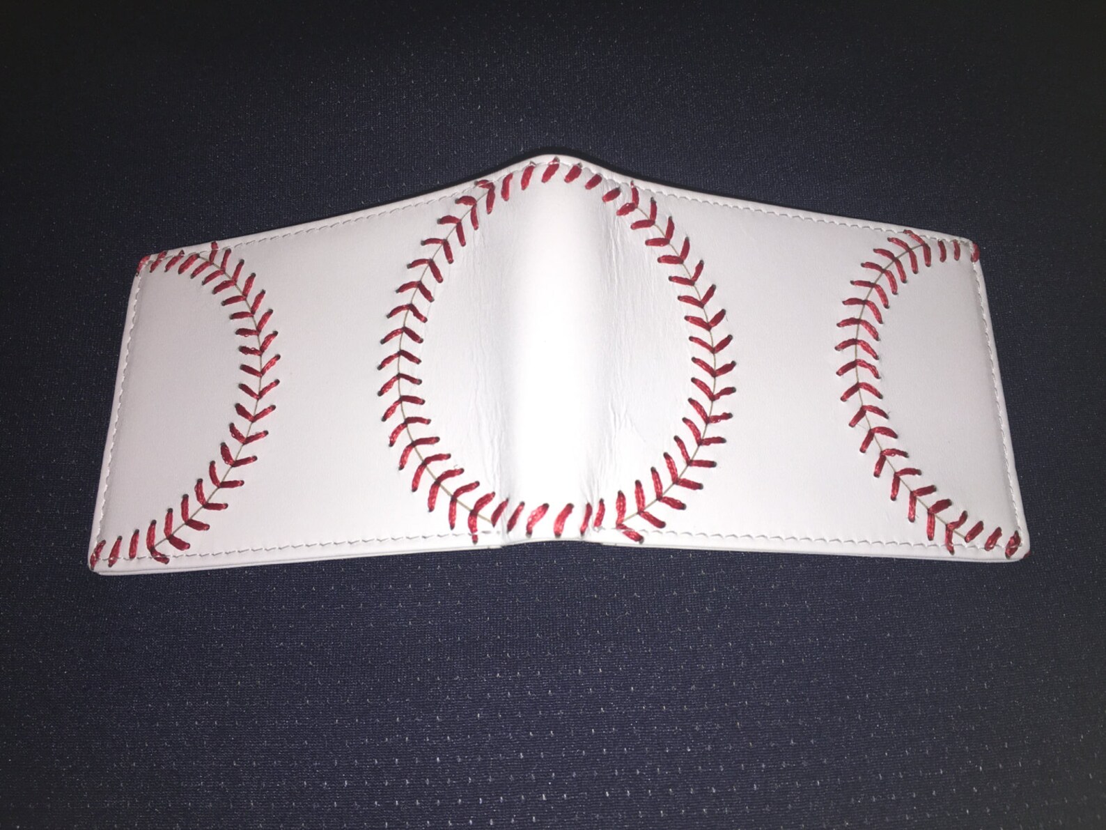 Youth White Leather Baseball Seam Wallet - Etsy