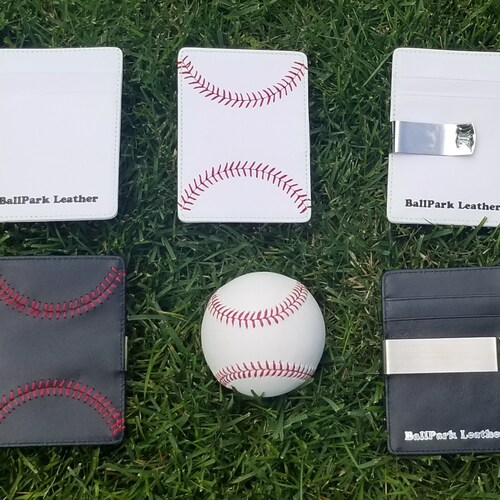 Leather Baseball Wallet Men's Bi-fold With Baseball Seam - Etsy