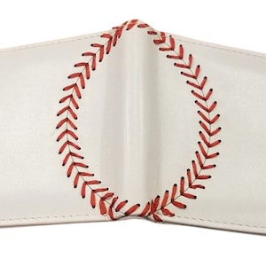 Leather Baseball Wallet, Men's Bi-fold With Baseball Seam Stitch - Etsy
