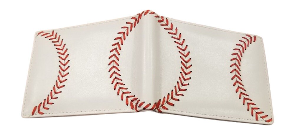 Leather Baseball Wallet Men's Bi-fold With Baseball Seam - Etsy Australia