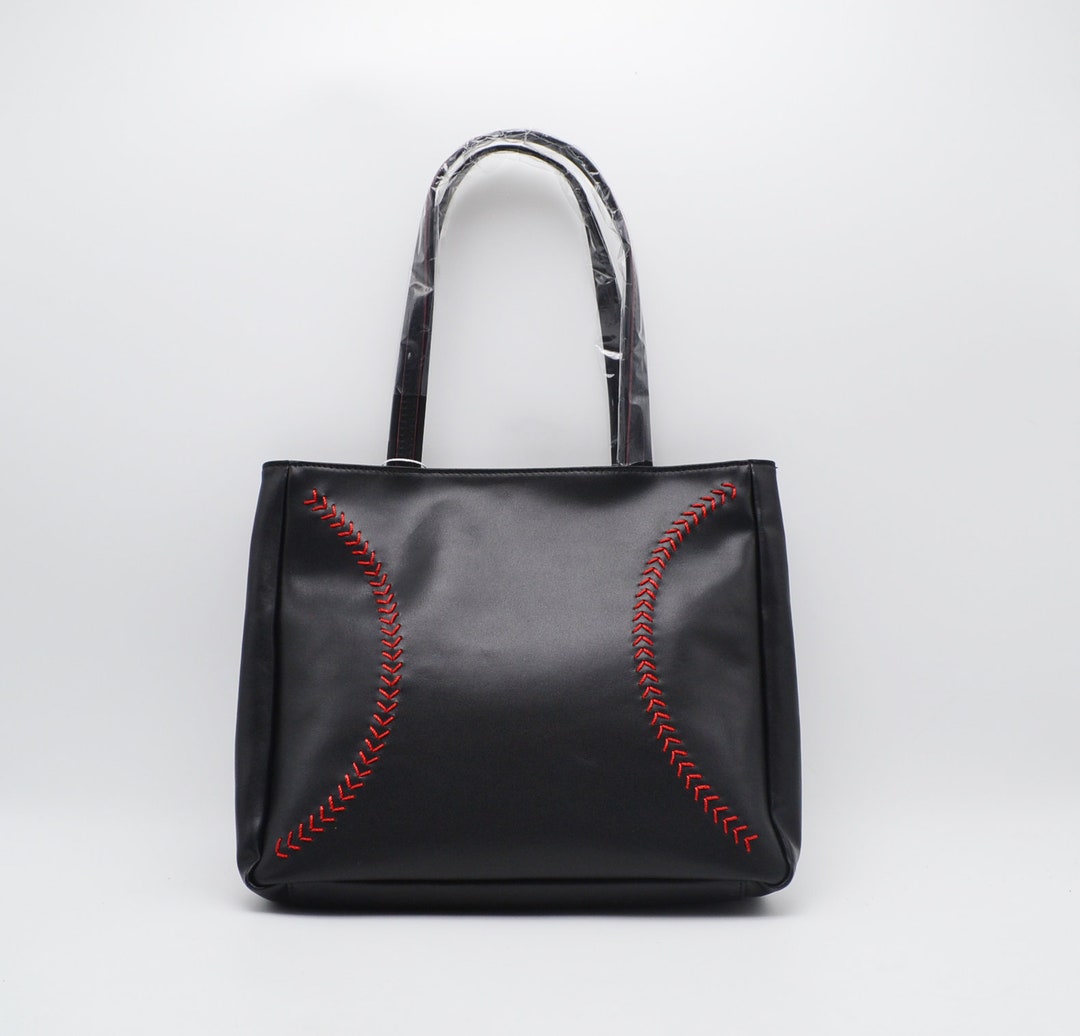 Black Leather Baseball Purse, Handbag - Etsy