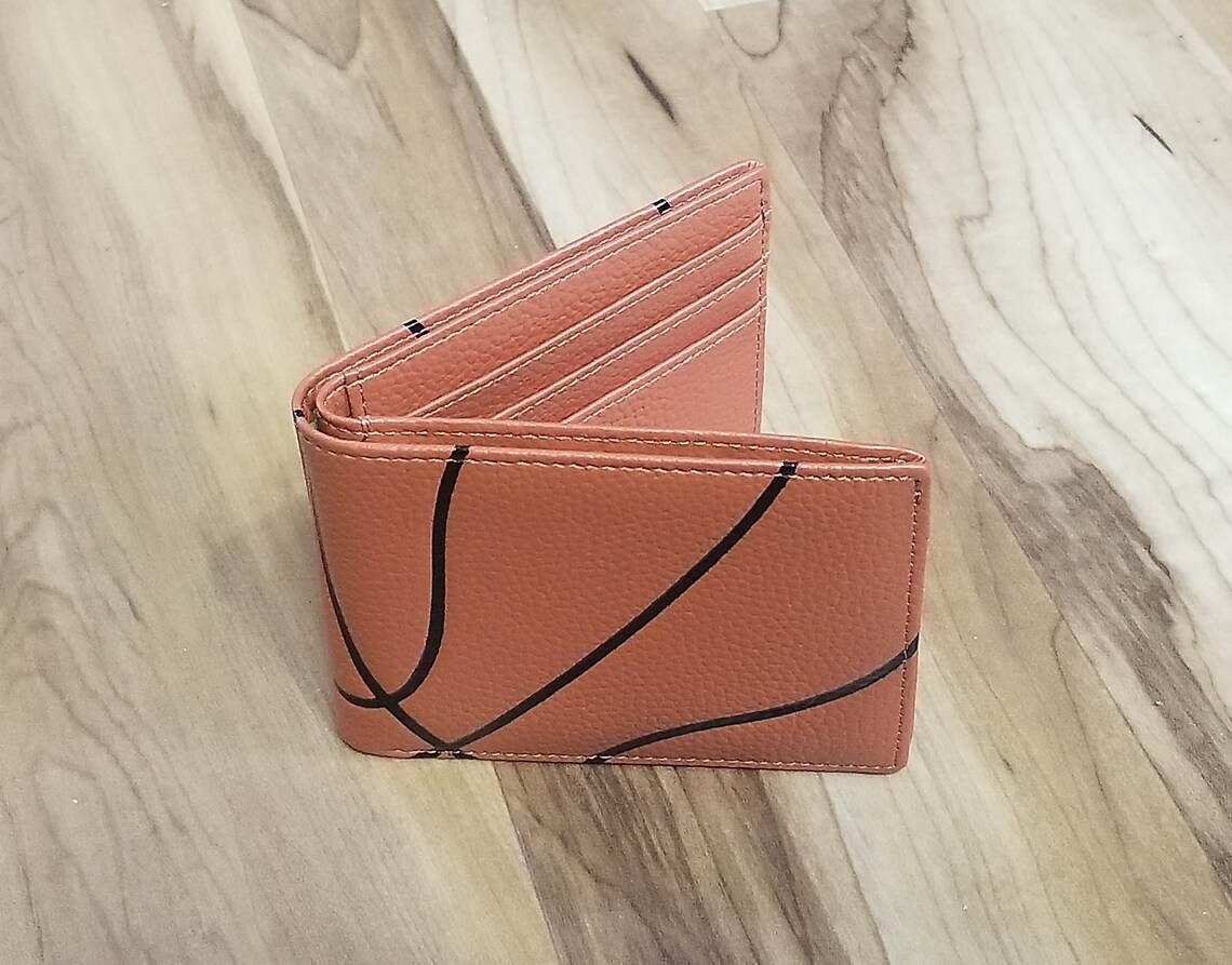 Handmade Leather Basketball Bifold Wallet - Etsy