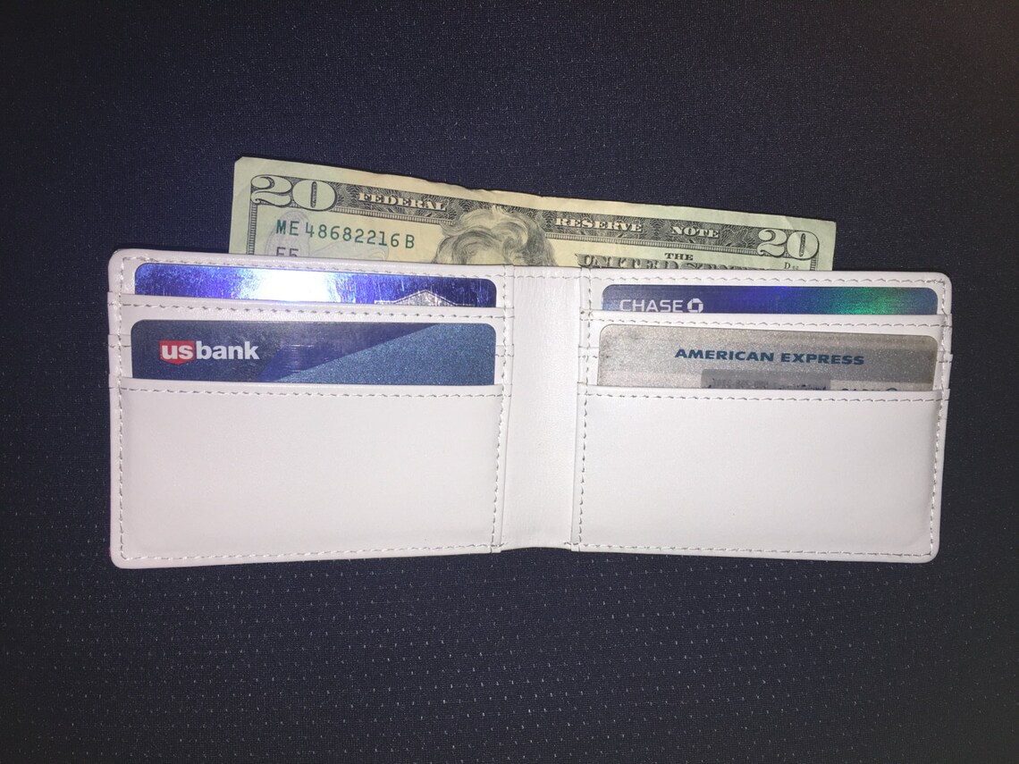 Youth White Leather Baseball Seam Wallet | Etsy