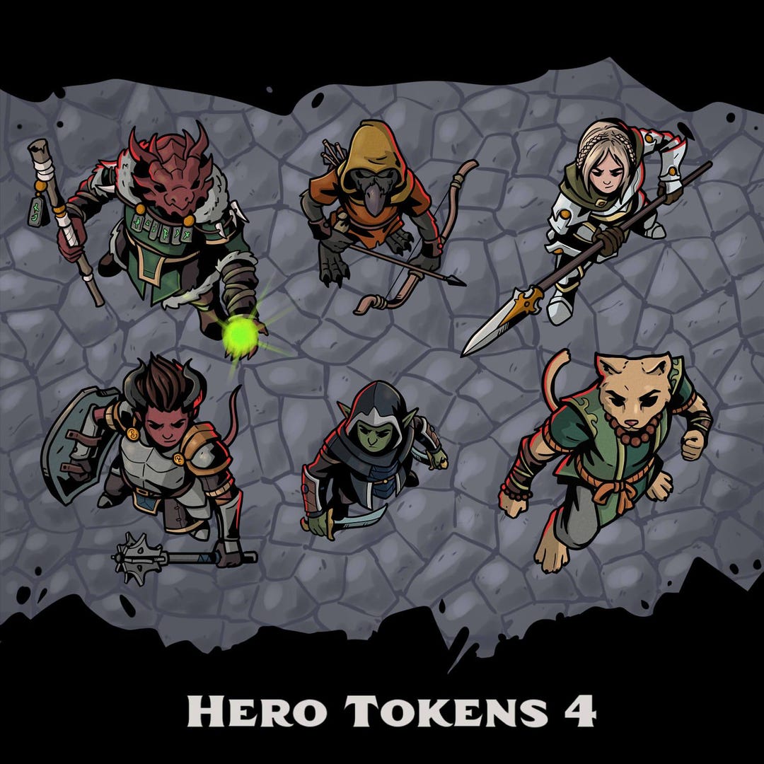 Top Down Tokens - Heroes 4 - Dnd Tokens, RPG, VTT Tokens - Etsy
