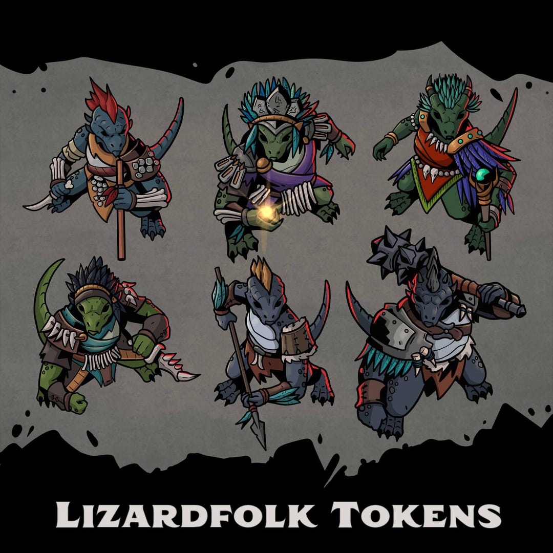 Top Down Tokens - Lizardfolk - D&D Tokens, RPG, VTT Tokens - Etsy