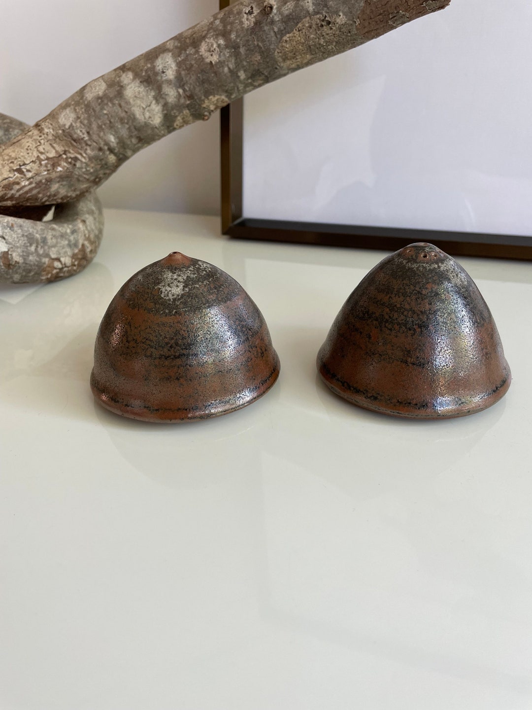 Vintage 1970s Tam Irving Studio Pottery Salt and Pepper | Tenmoku Glaze ...