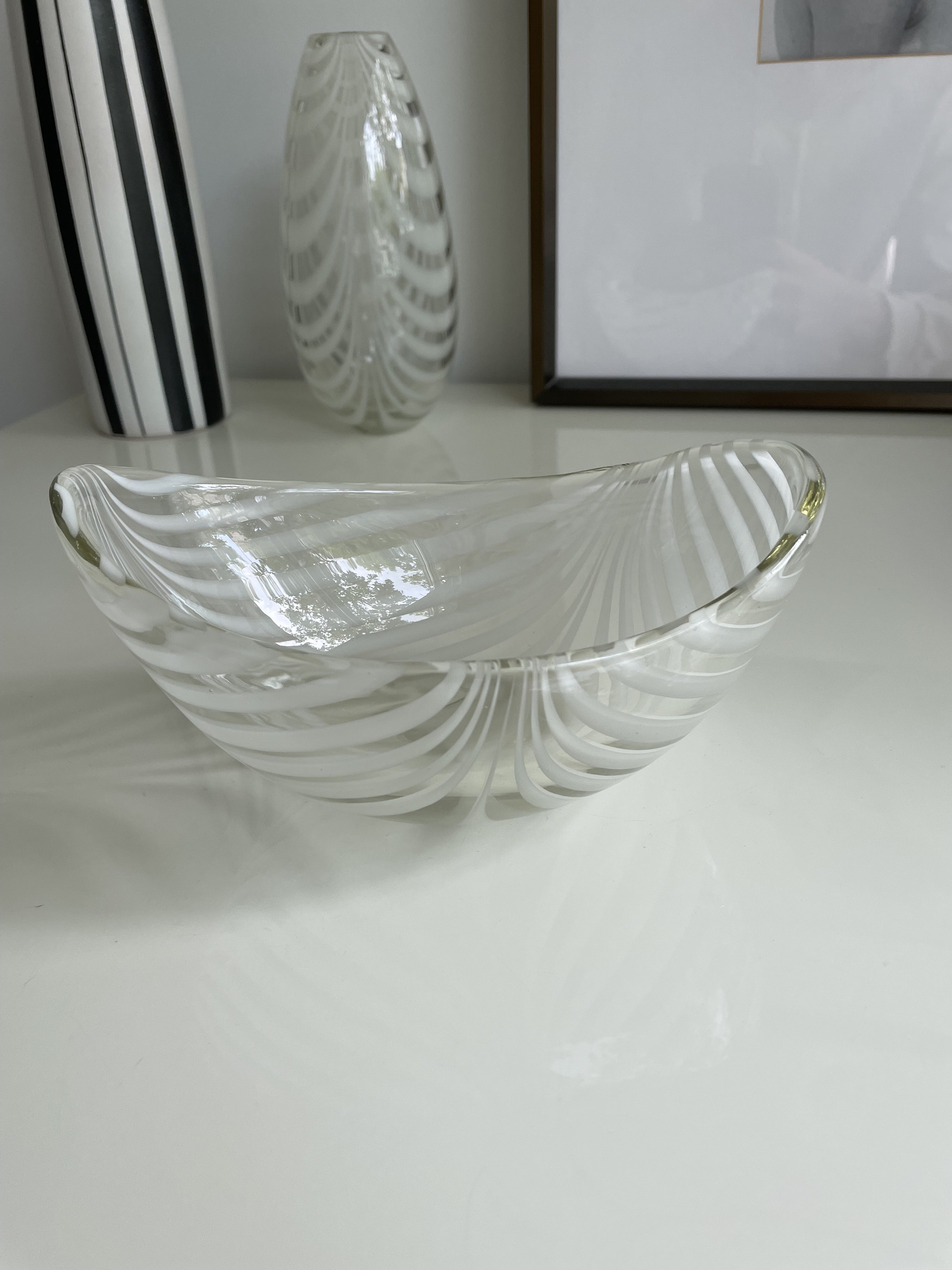 Vintage 1950s Filigree Glass Vase and Dish Set Kumela - Etsy