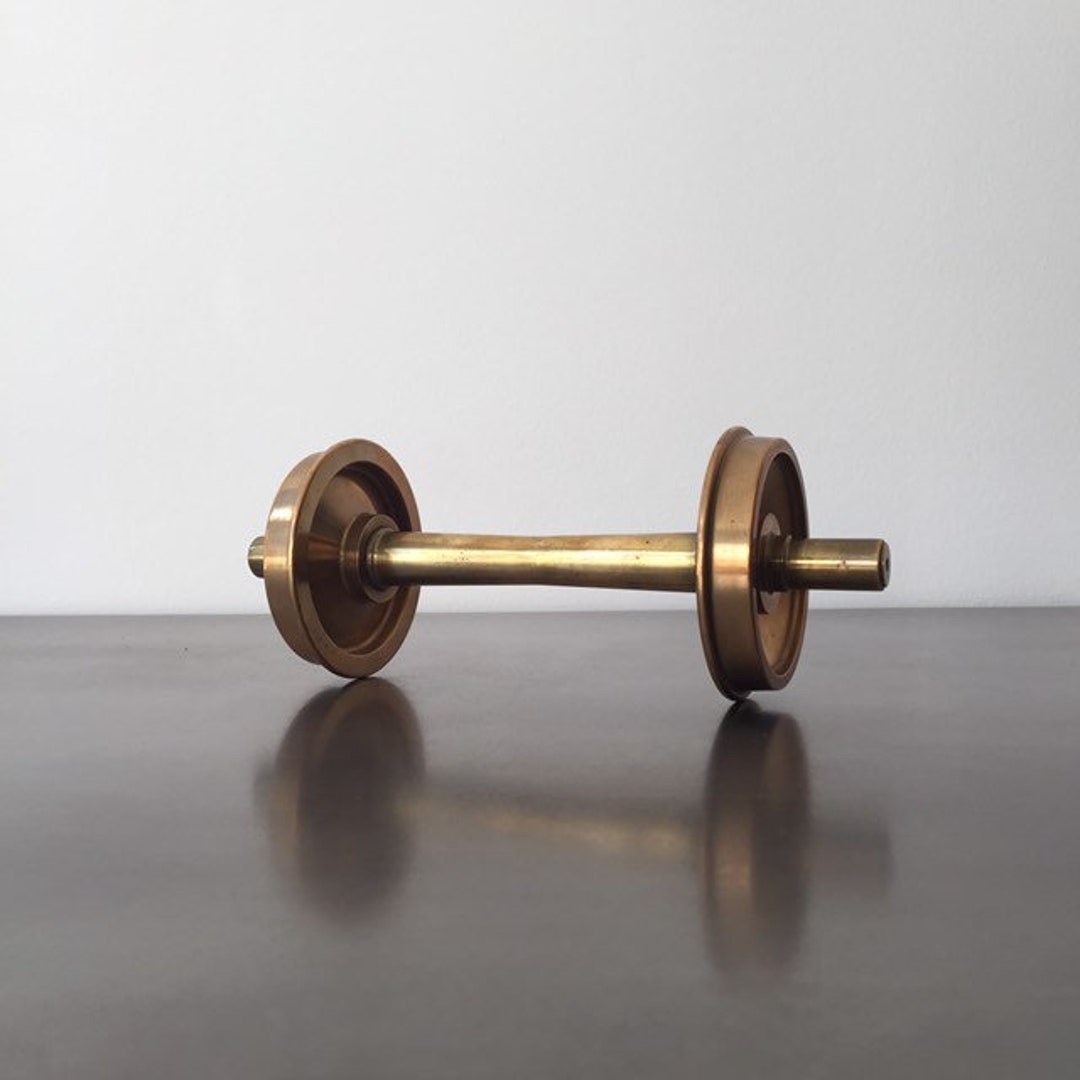 Vintage Heavy Solid Turned Brass Train Wheel // Paperweight Sculpture ...