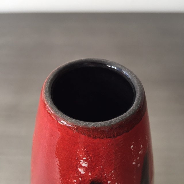 Vintage Red Drip Cone Vase // West German Fat Lava // - Etsy