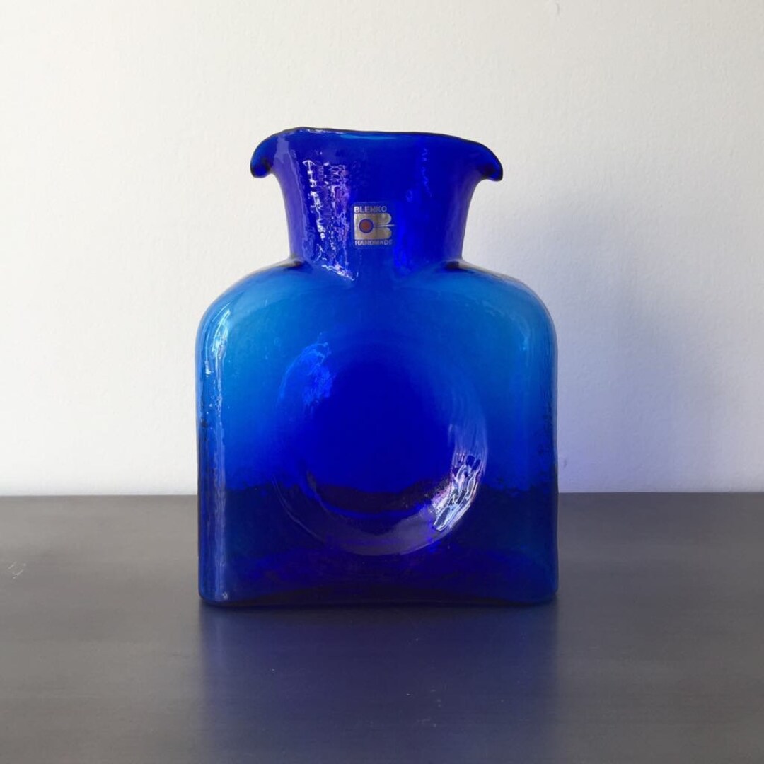 Vintage Blenko Double Spout Water Bottle Pitcher | Square Decanter ...