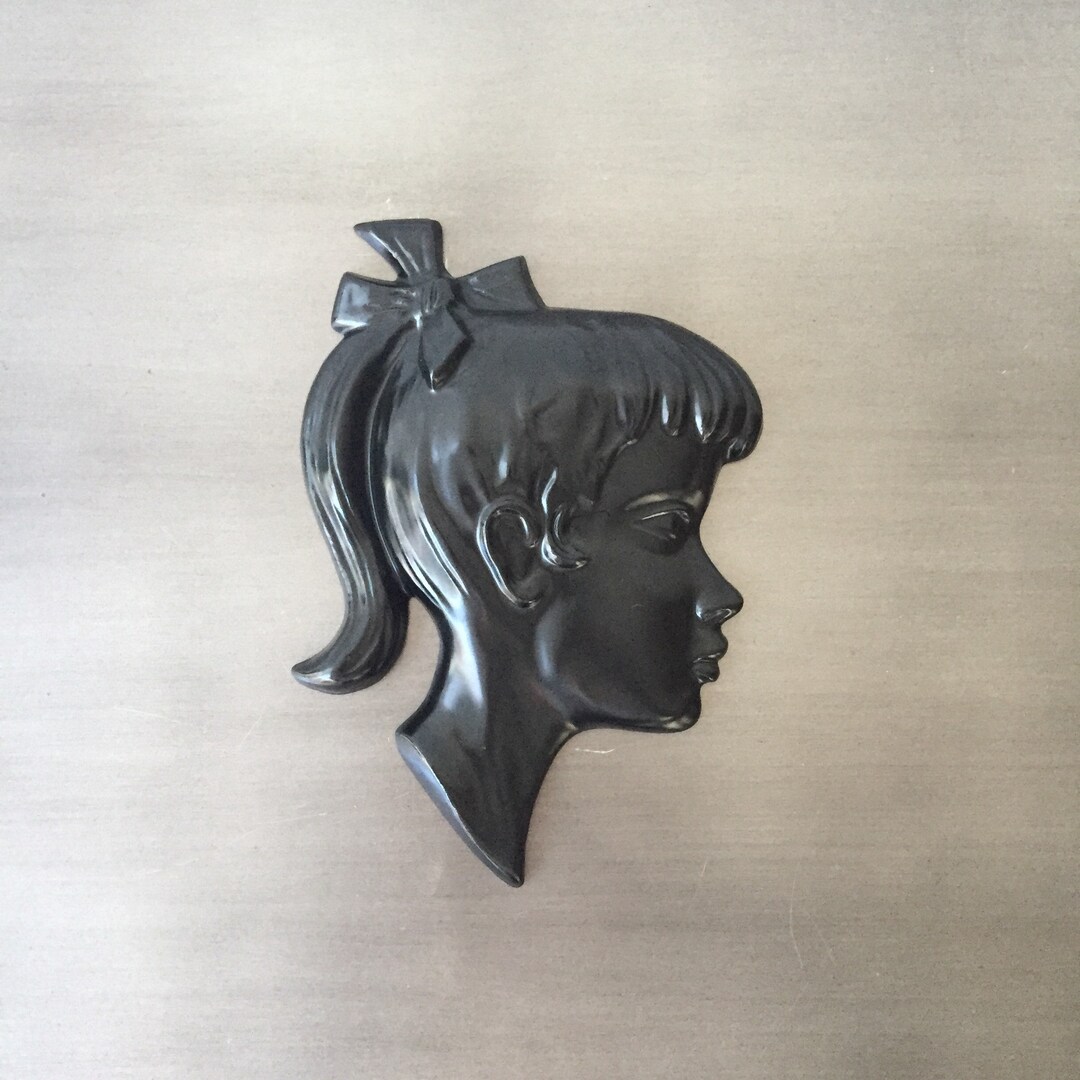 Mid Century Jema Holland Girl Wall Plaque // Black Collection // Girls ...