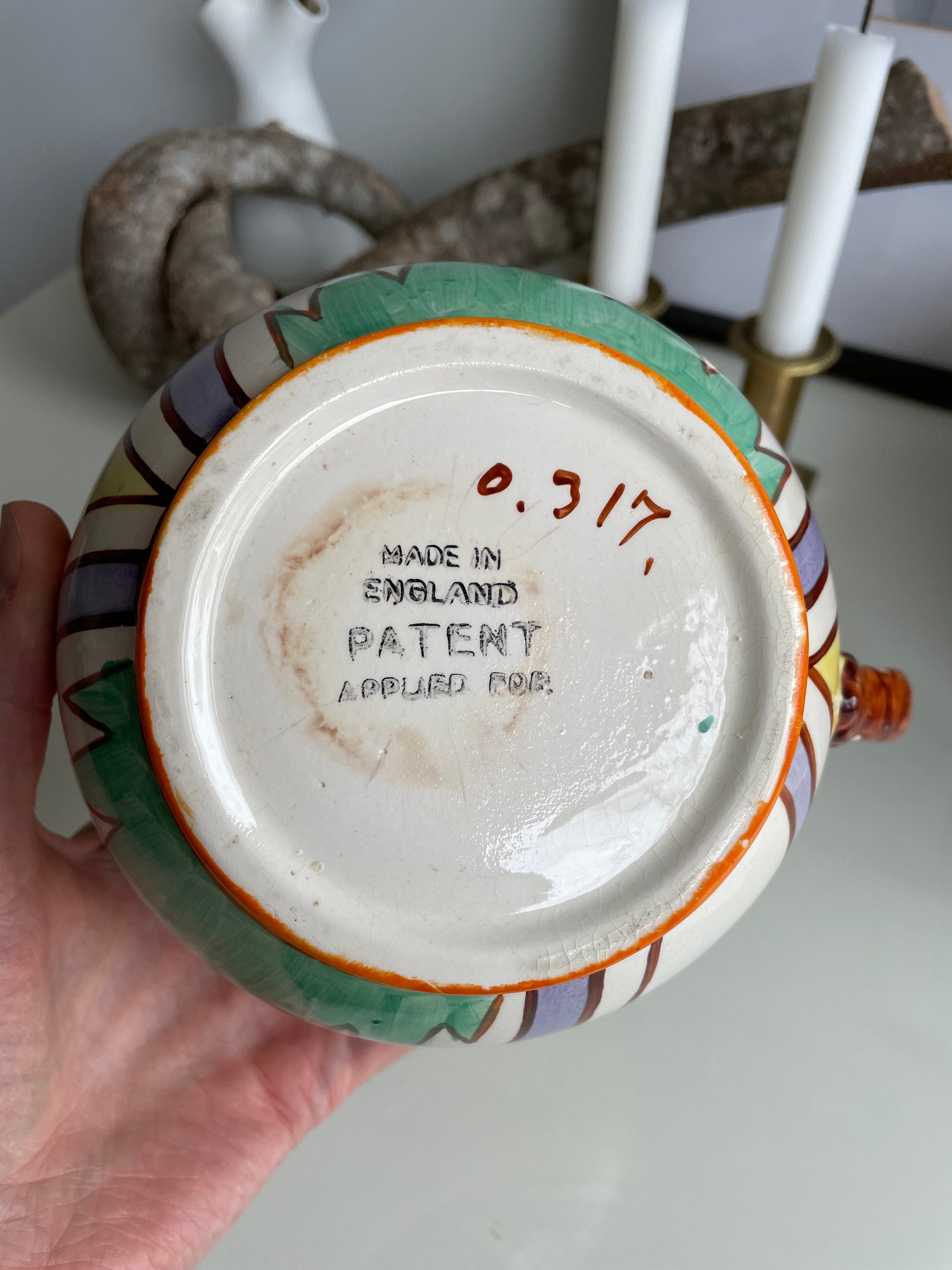 Art Deco 1930s Cubist Geometric Teapot Clarice Cliff Interest Phoenix ...