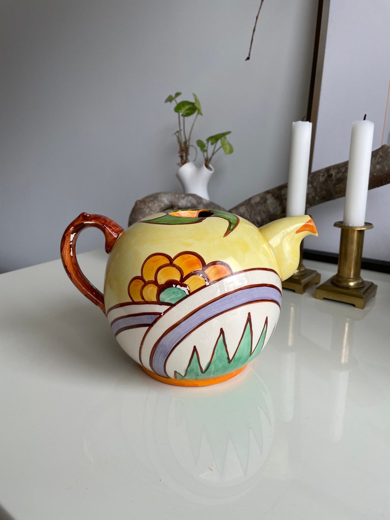 Art Deco 1930s Cubist Geometric Teapot Clarice Cliff - Etsy