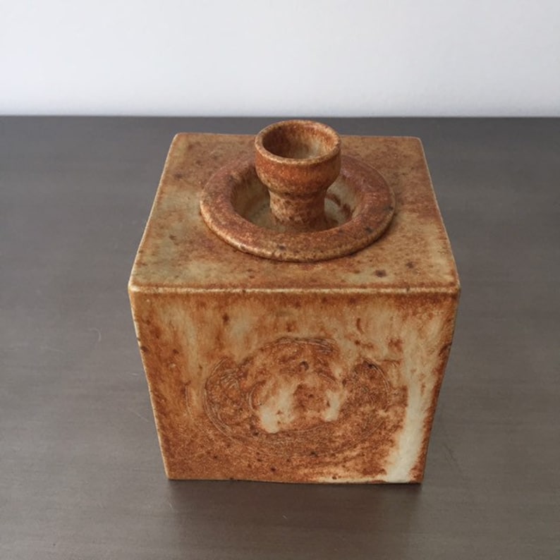 Mid Century Cube Shaped Studio Pottery Lidded Stash Pot | Geometric ...