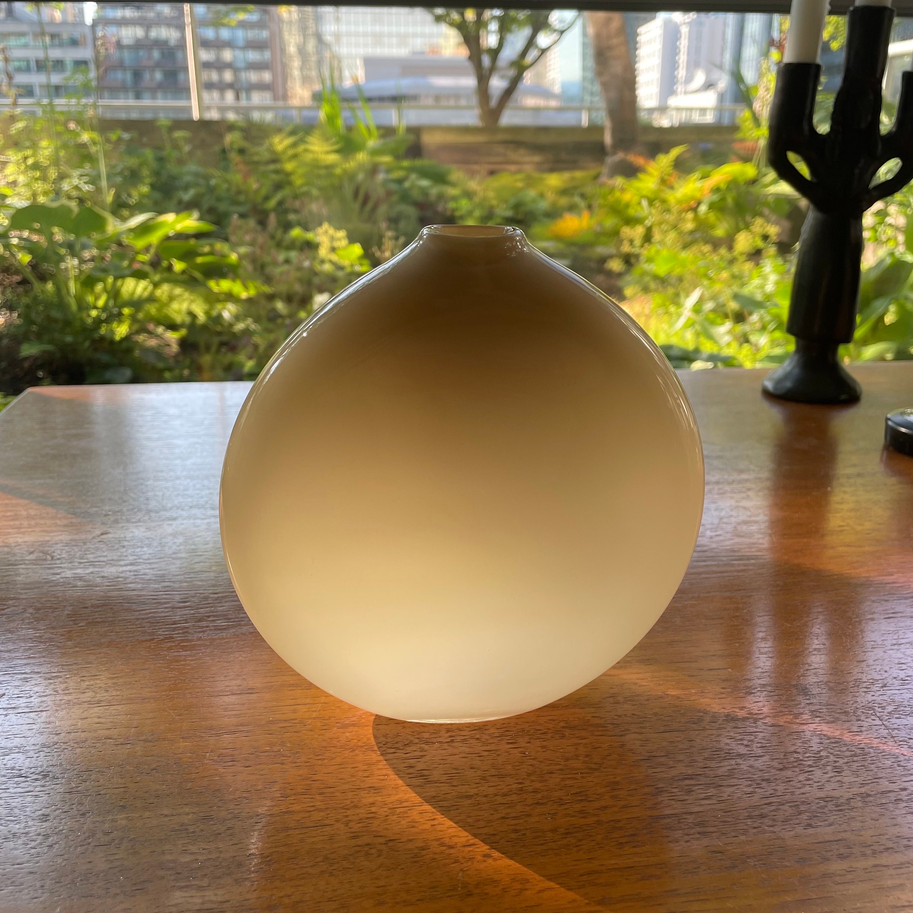 Vintage Glass Round Flat Bud Vase | Jeff Benroth Design | Modern Disk ...